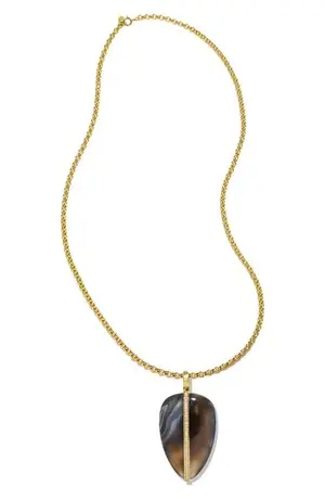 BY PARIAH Xl Diamond Pebble Pendant Necklace - Brown/ White