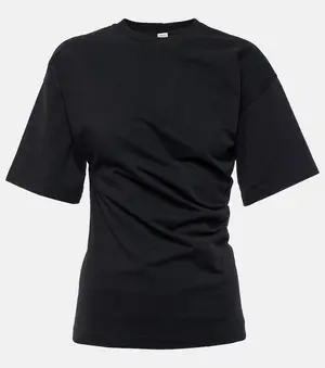 TOTEME Gathered Cotton Jersey T-shirt - Black