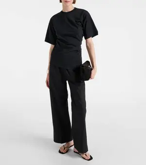 TOTEME Gathered Cotton Jersey T-shirt - Black