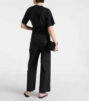 TOTEME Gathered Cotton Jersey T-shirt - Black