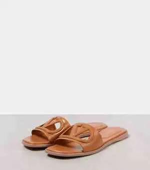 Valentino Garavani Vlogo Cutout Leather Slides