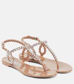 AQUAZZURA Embellished Pvc Sandals - Beige