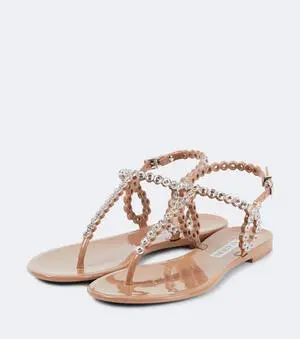 AQUAZZURA Embellished Pvc Sandals - Beige