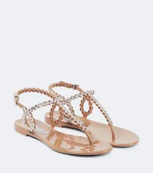 AQUAZZURA Aquazzura Almost Bare Embellished PVC Sandals Beige