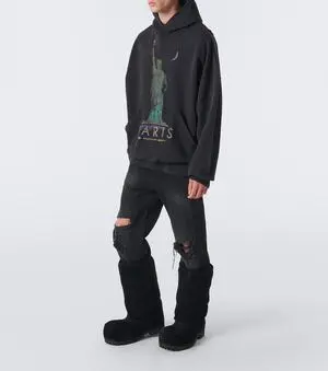 Balenciaga Alaska Fur High Suede Boots - Black