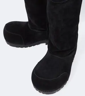 Balenciaga Alaska Fur High Suede Boots - Black