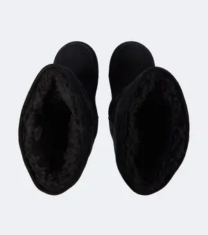 Balenciaga Alaska Fur High Suede Boots - Black