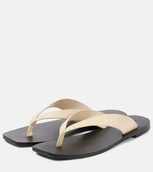A.emery Kinto Leather Thong Sandals - Beige