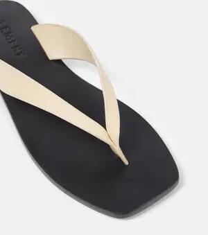 A.emery Kinto Leather Thong Sandals - Beige