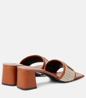 Versace Theia Barocco Raffia Mules - Multicoloured