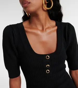 Alessandra Rich Feather-trimmed Wool Mini Dress