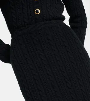 Alessandra Rich Cable-knit Wool Midi Skirt