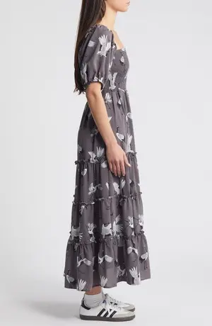 DRESSED IN LALA Crane Print Maxi Dress