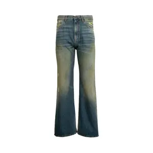 Palm Angels Ripped Straight Leg Jeans