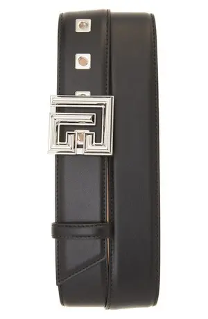 BALMAIN Monogram Buckle Leather Belt