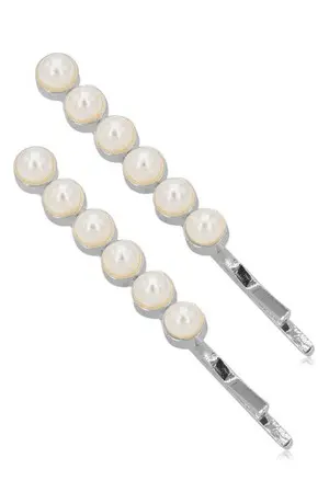 Brides & Hairpins Kalene Crystal & Pearl Bobby Pins - Silver