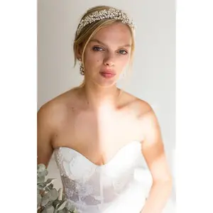 Brides & Hairpins Iriyah Crystal & Freshwater Pearl Crown - Gold