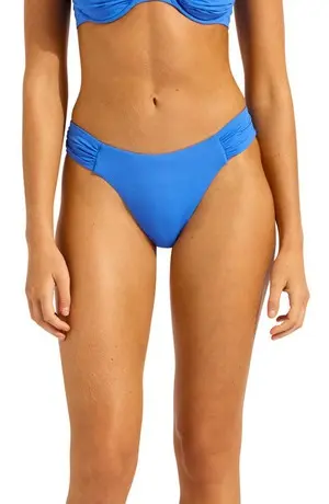 Seafolly Ruched High Cut Bikini Bottoms - Sapphire