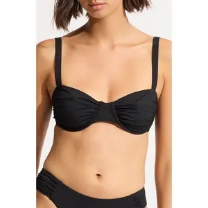 Seafolly Ruched Underwire Bikini Top - Black