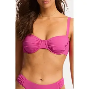 Seafolly Ruched Underwire Bikini Top - Hot Pink