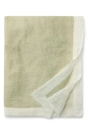 SFERRA Pitura Cotton & Linen Throw Blanket - Moss/ Taupe