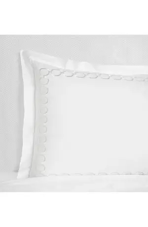 SFERRA Catena Cotton Percale Boudoir Pillow Sham - White/ Lunar