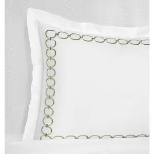SFERRA Catena Cotton Percale Euro Pillow Sham - White/ Willow