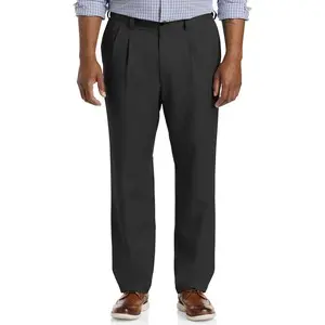 OAK HILL BY DXL Waist-relaxer Pleated Microfiber Trousers - Black
