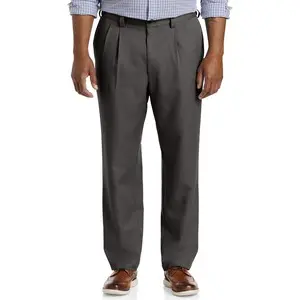 OAK HILL BY DXL Oak Hill By DXL Waist-Relaxer Pleated Microfiber Trousers Grey