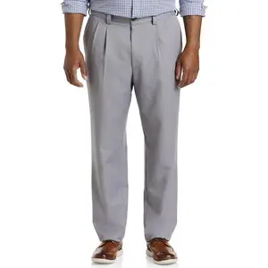 OAK HILL BY DXL Oak Hill By DXL Waist-Relaxer Pleated Microfiber Trousers Light Grey