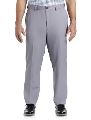 OAK HILL BY DXL Microfiber Waist-relaxer Pants - Light Grey