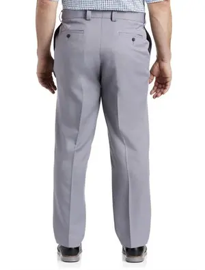 OAK HILL BY DXL Microfiber Waist-relaxer Pants - Light Grey