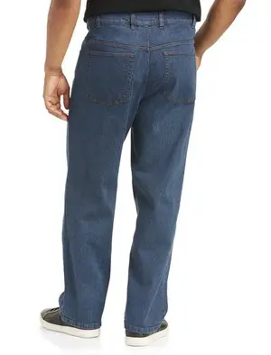 HARBOR BAY BY DXL Big & Tall Relaxed Fit Stretch Jeans - Basic Blue Wash