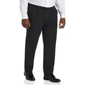 OAK HILL BY DXL Easy Stretch Pleated Dress Pants - Black