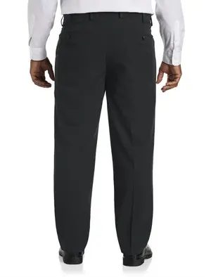 OAK HILL BY DXL Easy Stretch Pleated Dress Pants - Black