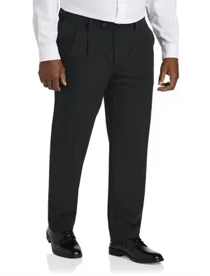 OAK HILL BY DXL Easy Stretch Pleated Dress Pants - Black