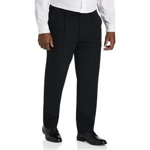 OAK HILL BY DXL Big & Tall Easy Stretch Pleated Dress Pants - Navy