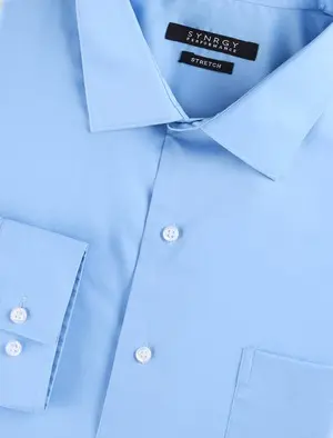 SYNRGY BY DXL Performance Solid Dress Shirt - Blue