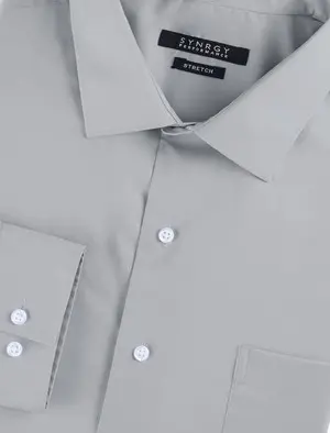 SYNRGY BY DXL Big & Tall Performance Solid Dress Shirt - Grey