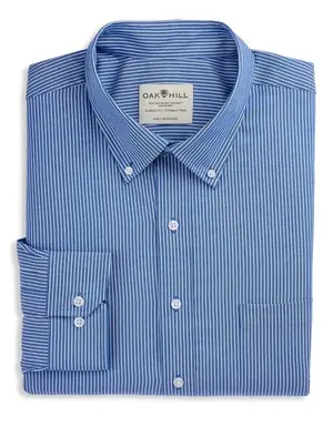 OAK HILL BY DXL Pinpoint Oxford Dress Shirt Blue Multi