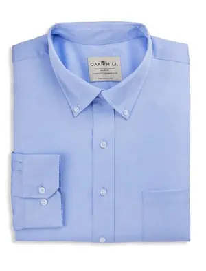 OAK HILL BY DXL Pinpoint Oxford Dress Shirt - Blue
