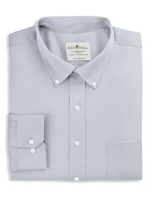 OAK HILL BY DXL Pinpoint Oxford Dress Shirt - Grey