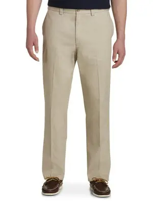 HARBOR BAY BY DXL Waist-relaxer Twill Pants - Khaki