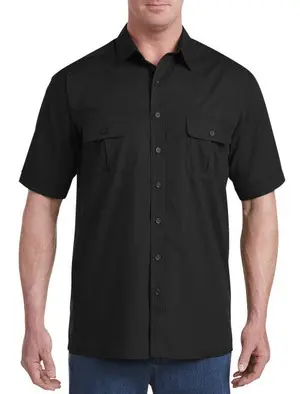 HARBOR BAY BY DXL Big & Tall Co-pilot Sport Shirt - Black