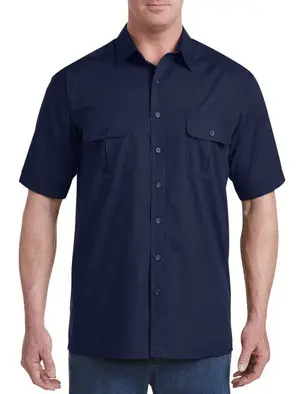 HARBOR BAY BY DXL Big & Tall Co-pilot Sport Shirt Navy