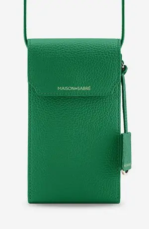MAISON DE SABRE Leather Phone Pouch - Emerald Green