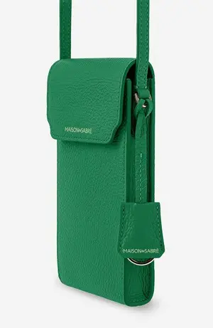 MAISON DE SABRE Leather Phone Pouch - Emerald Green