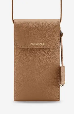 MAISON DE SABRE Leather Phone Pouch Sandstone Brown