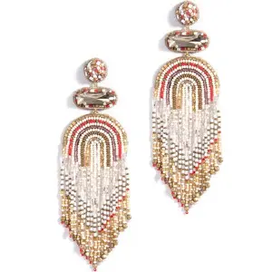 Deepa Gurnani Deepa Gurnani Ishani Beaded Drop Earrings Red