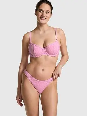 Pink By Frankies Bikinis Golden Hour Eyelet Bikini Bottom - Pink